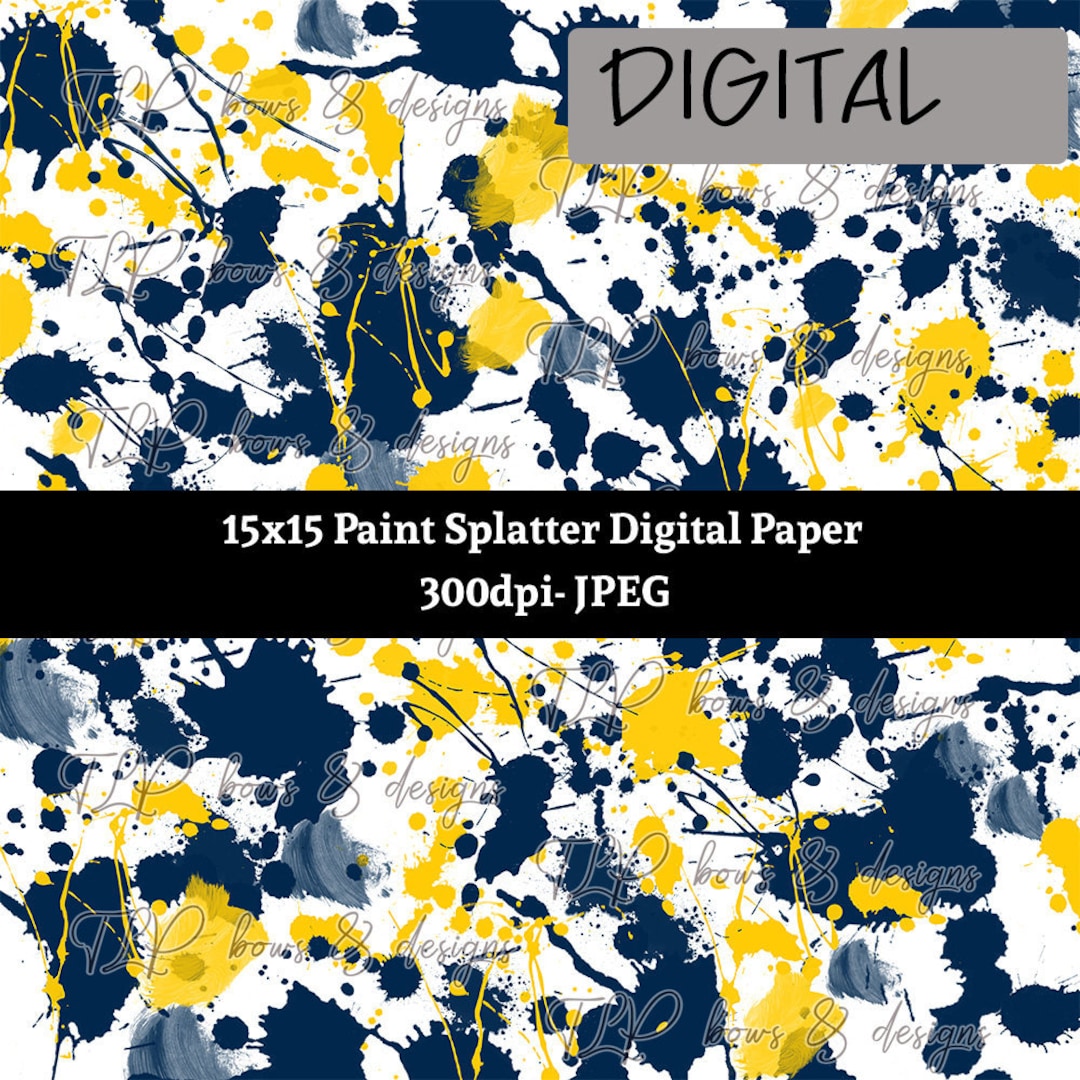 Paint Splatter-watercolor Navy Yellow Gold Digital Background/paper ...
