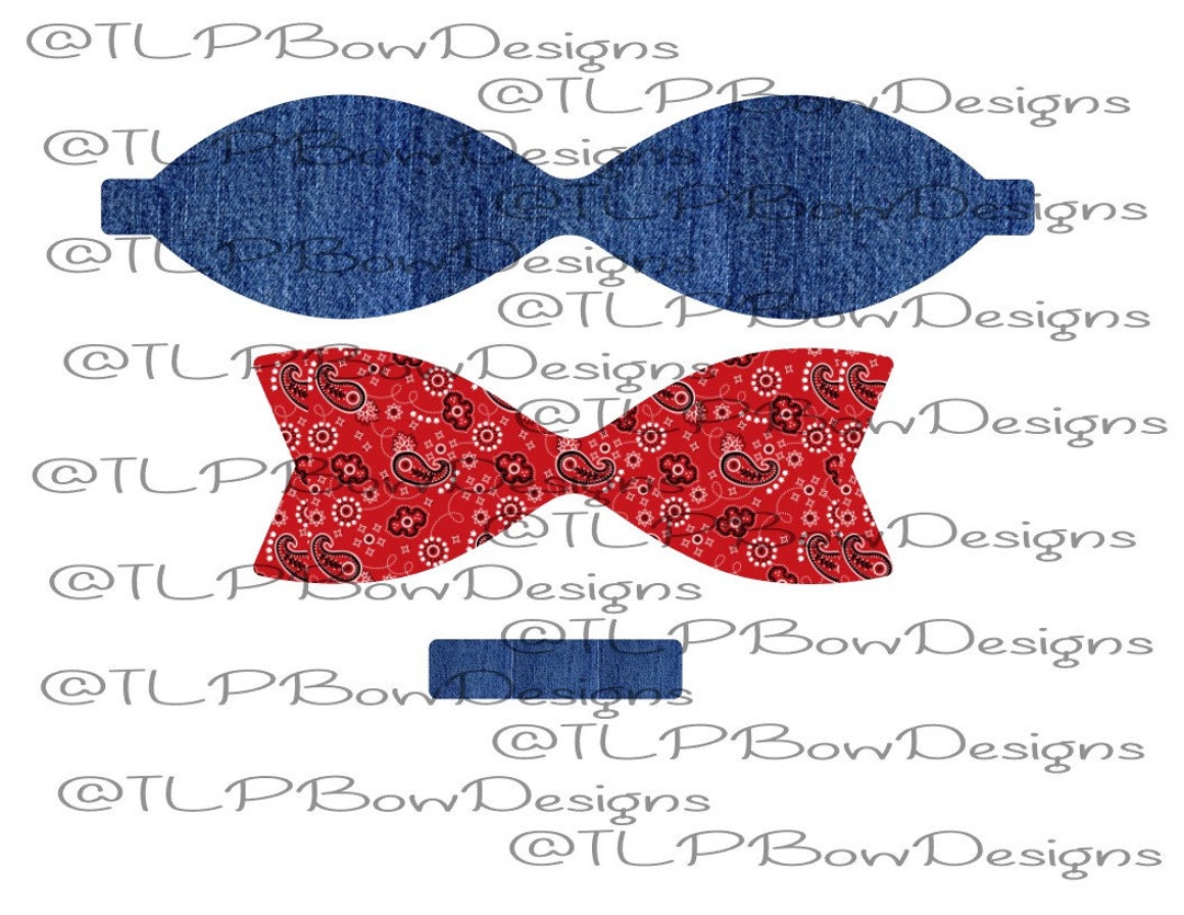 Minime Style Bow Template**denim and Bandanna PNG for Sublimation ...