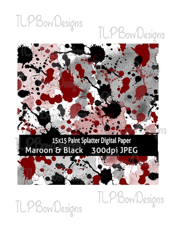 Paint Splatter-Watercolor Mix Maroon and Black Digital | Etsy
