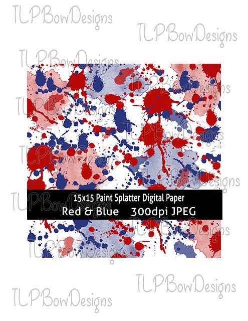 Paint Splatter-watercolor Mix Blue and Red Digital | Etsy