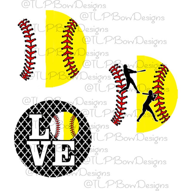 Split Baseball-softball Silhouette Player Love Add Name - Etsy
