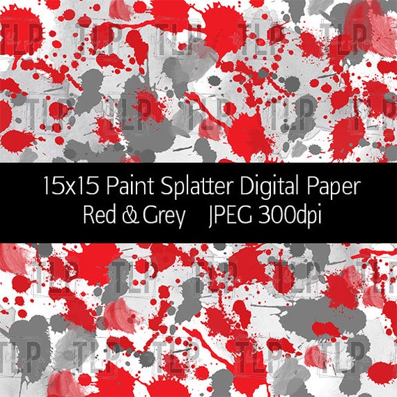 Paint Splatter-watercolor Mix Red and Grey Digital - Etsy