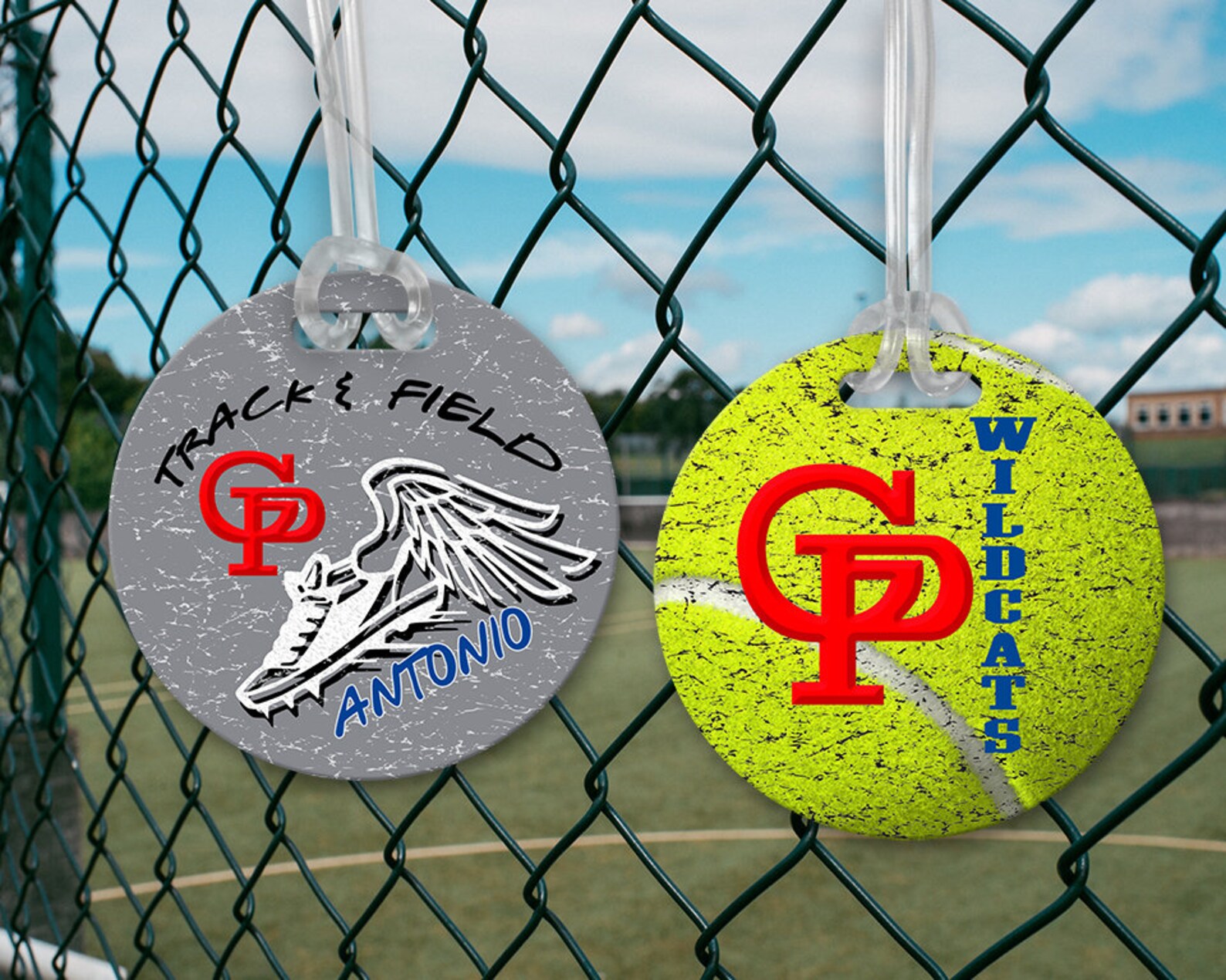 Distressed Sports Ball Name Bag/luggage Tags Set of 4 - Etsy