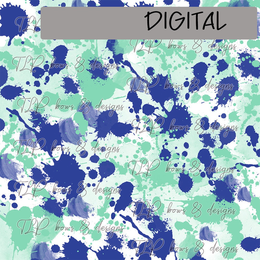 Paint Splatter-watercolor Mix Teal White Blue Digital Background/paper ...