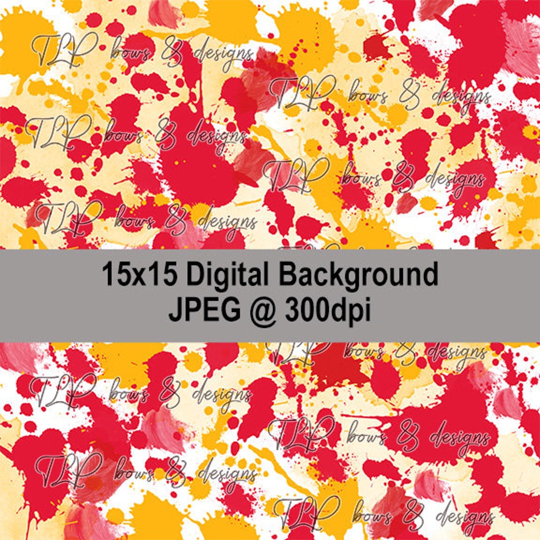 Paint Splatter-watercolor Mix Red Yellow Gold Digital Background/paper ...