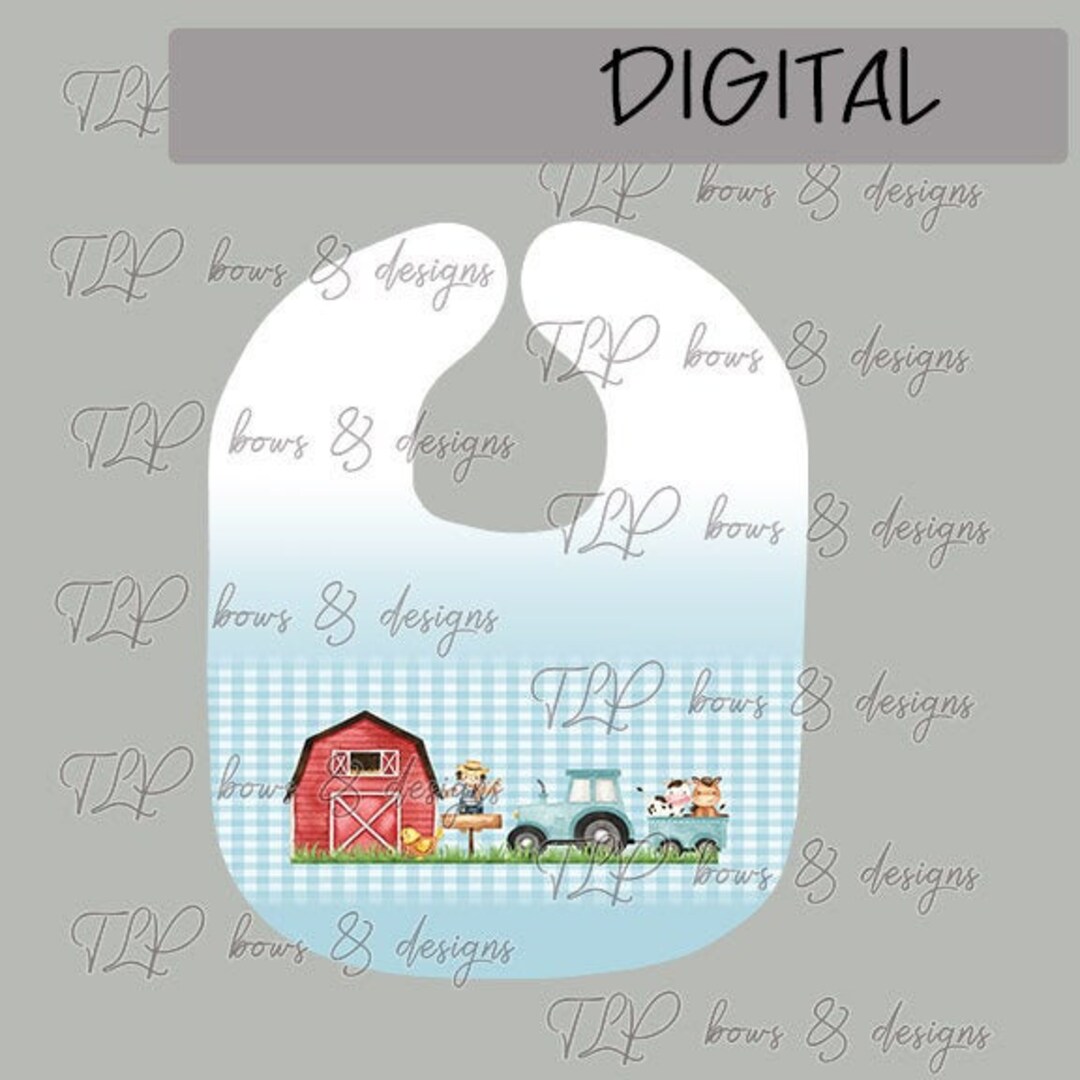 Boy Blue Farm Scene Baby Bib Sublimation Printable File-png File - Etsy