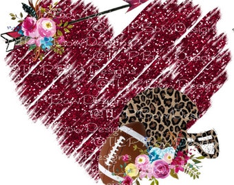 Distressed Football Heart-add Wording to Support Your Team - Etsy