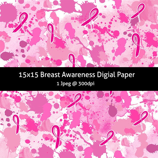 Digital Paper Breast Cancer Awareness Ribbons Pattern Fill - Etsy