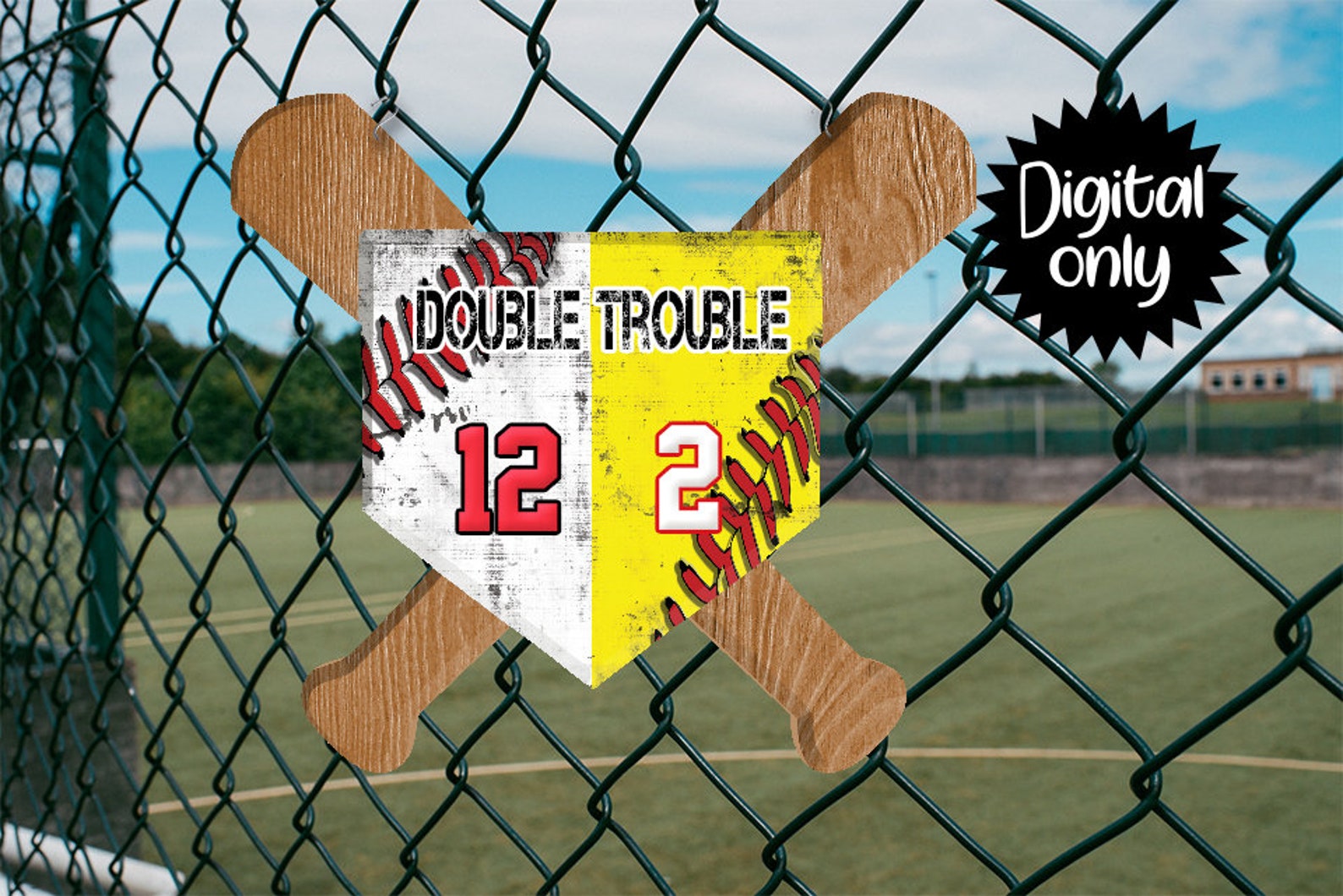 Baseball softball Split Distressed Fence/door Hanger Design | Etsy