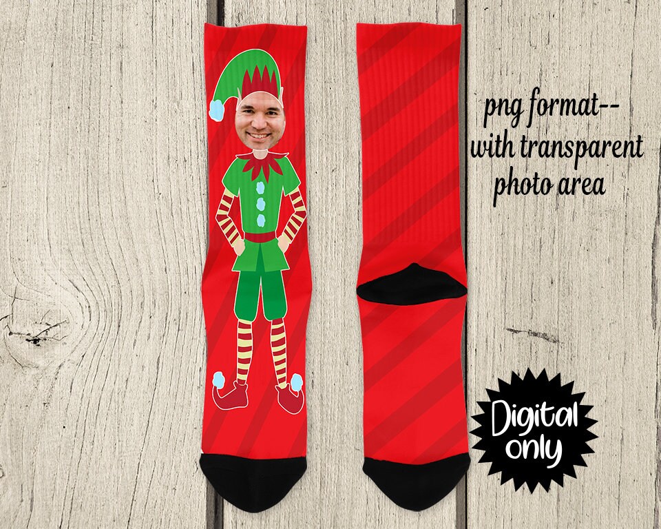 Christmas Male Elf Sock Template Download ADD Your Own Image - Etsy