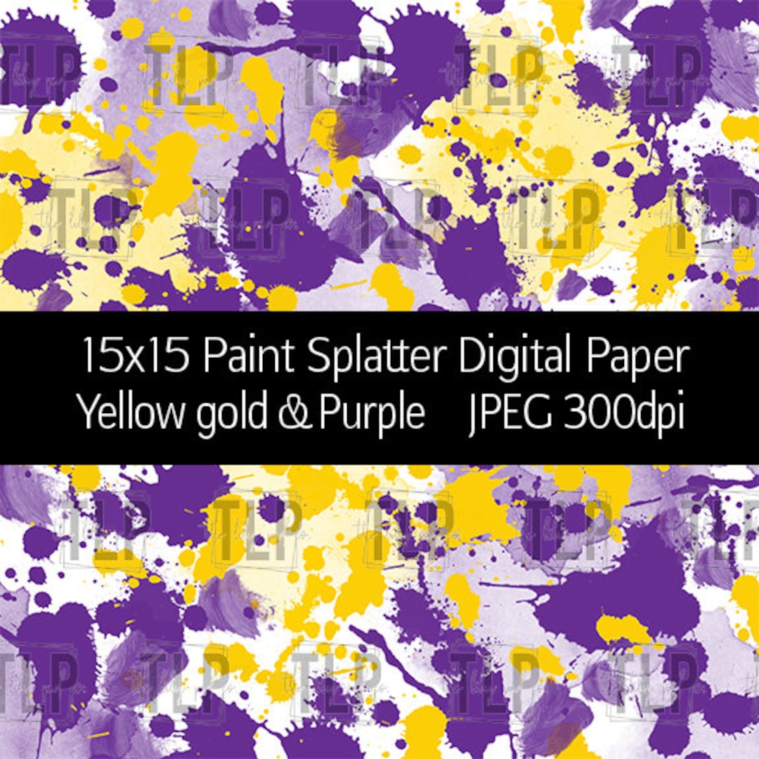 Paint Splatter-watercolor Mix Yellow Gold Purple Digital Background ...