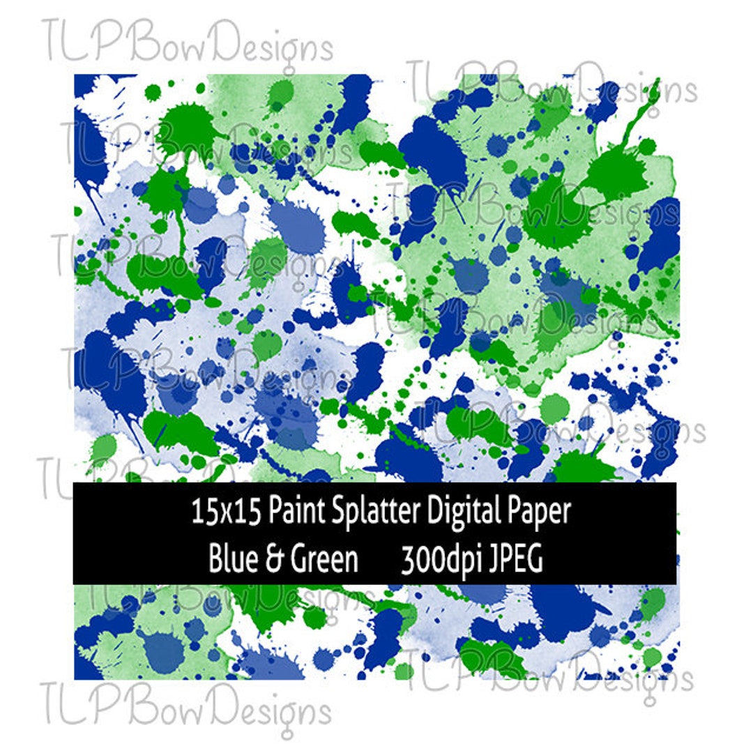 Paint Splatter-watercolor Mix Blue and Green Digital Background/paper ...
