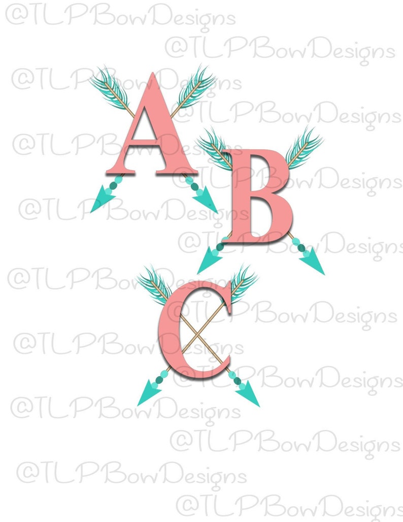 Boho Arrow Teal and Pink Alphabet BUNDLE Set All 26 Letters - Etsy