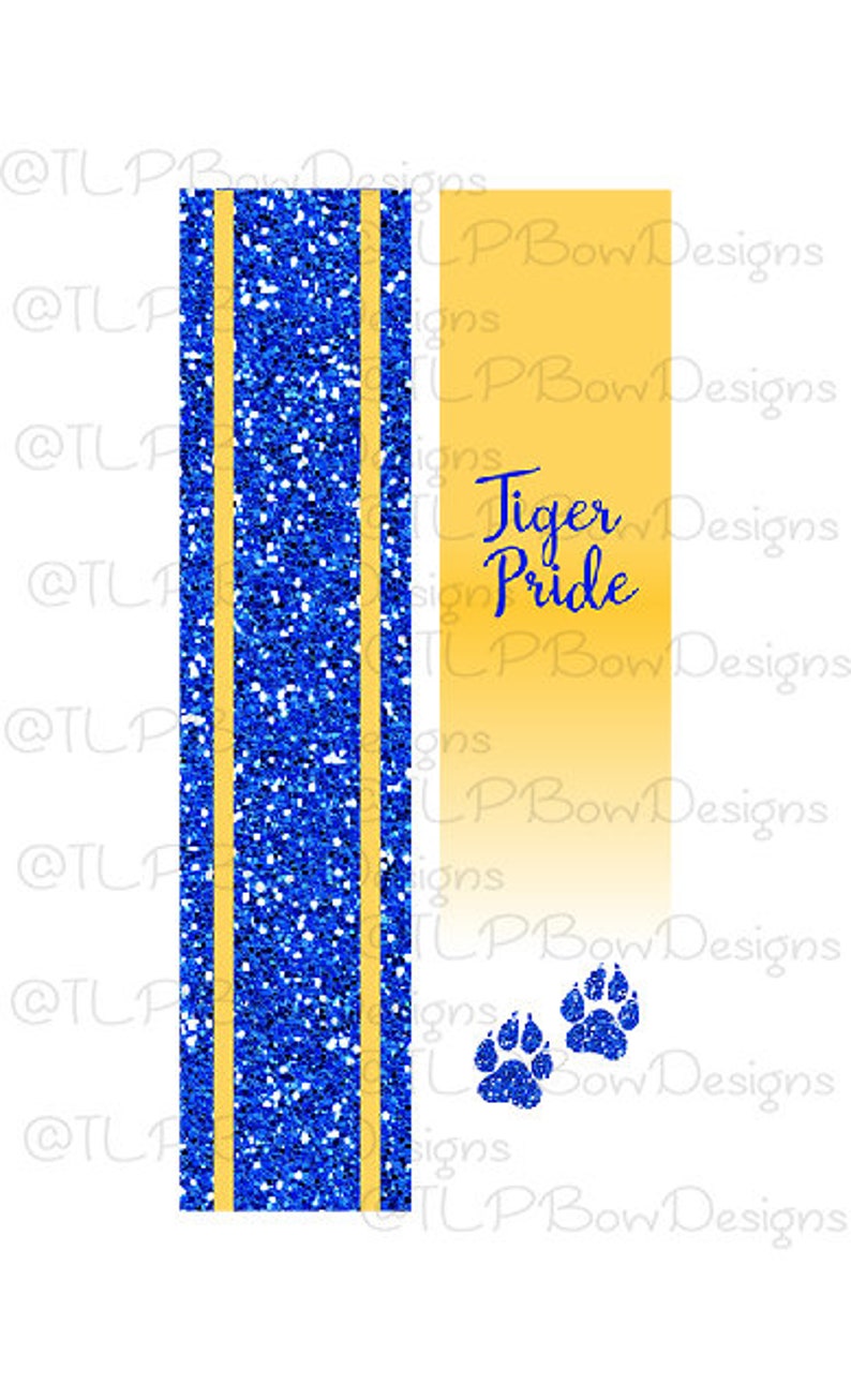 Tiger Spirit Blue and Yellow Gold White Cheer Bow Sublimation - Etsy