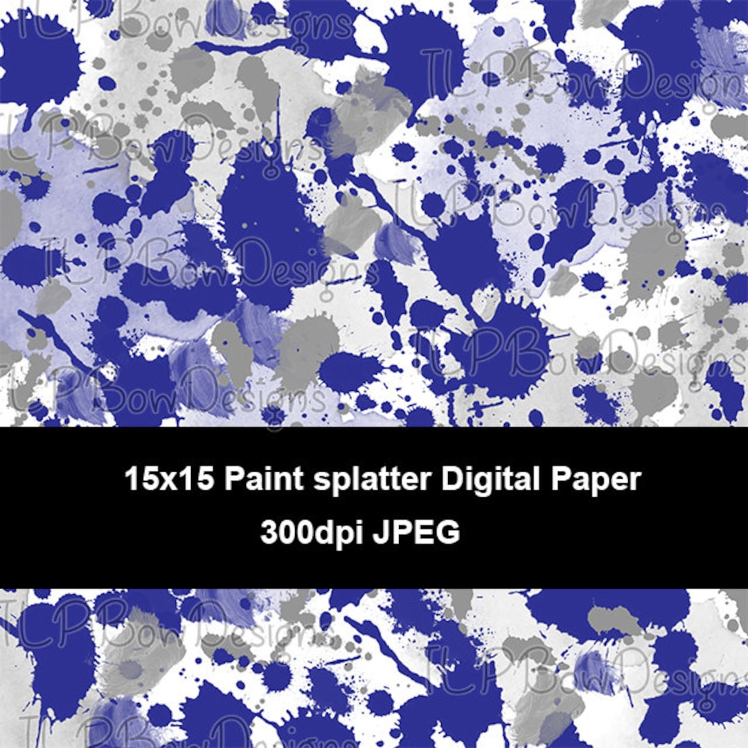 Paint Splatter-watercolor Mix Royal and Grey Digital Background/paper ...