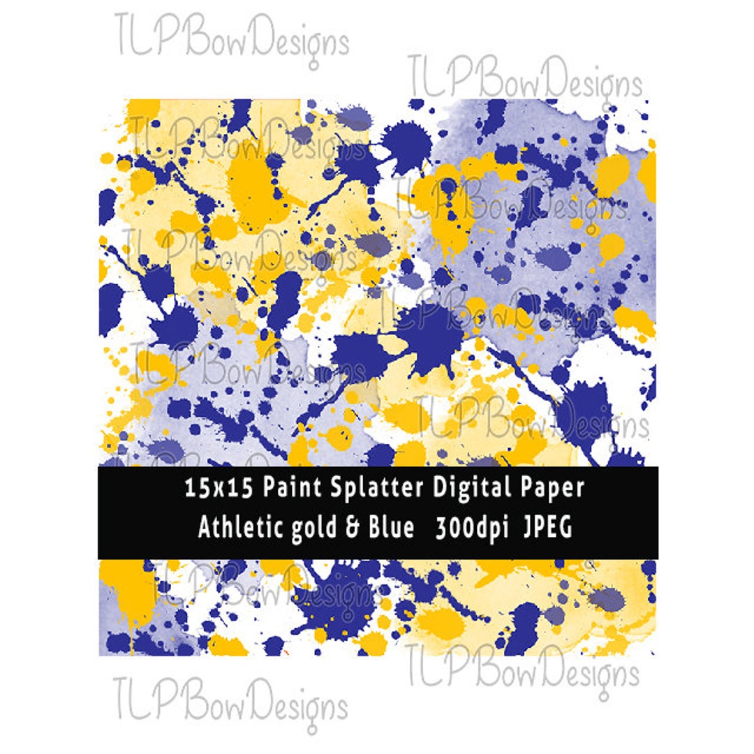 Paint Splatter-watercolor Mix Athletic Gold & Blue Digital Background ...