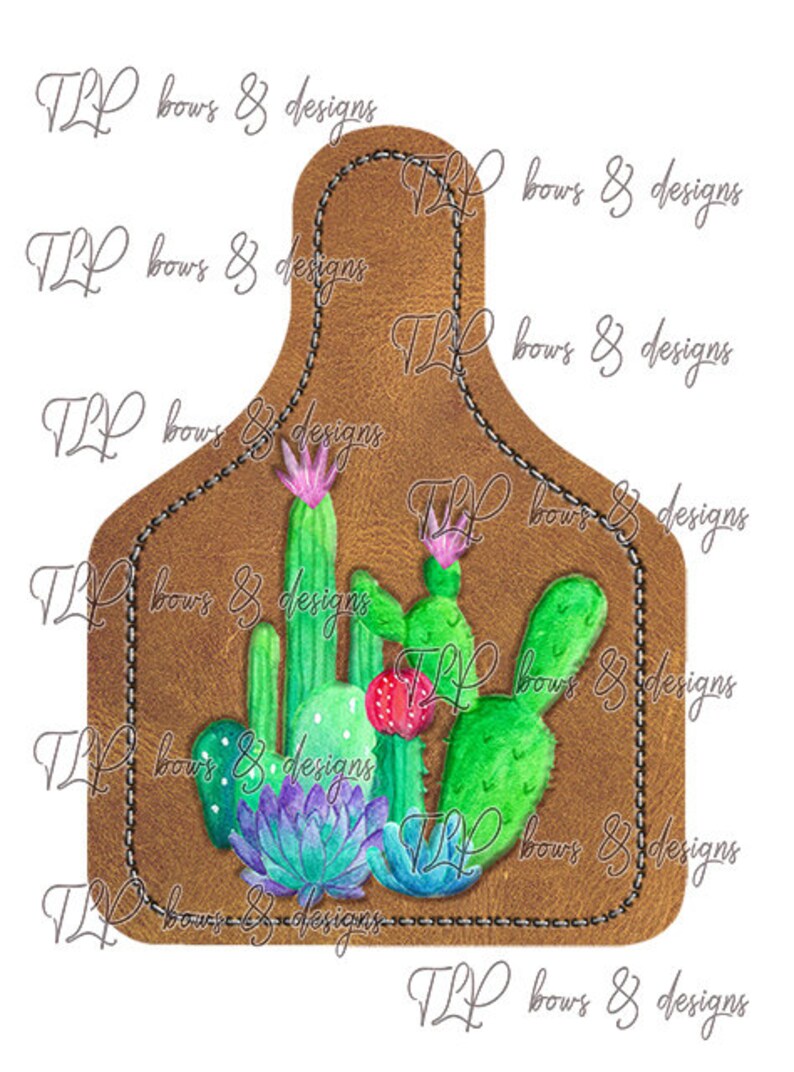Ranch Leather Stitched Cactus Design for Cowtag-keychain - Etsy