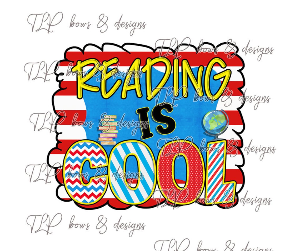 Reading is Cool PNG File Download Sublimation printable File | Etsy