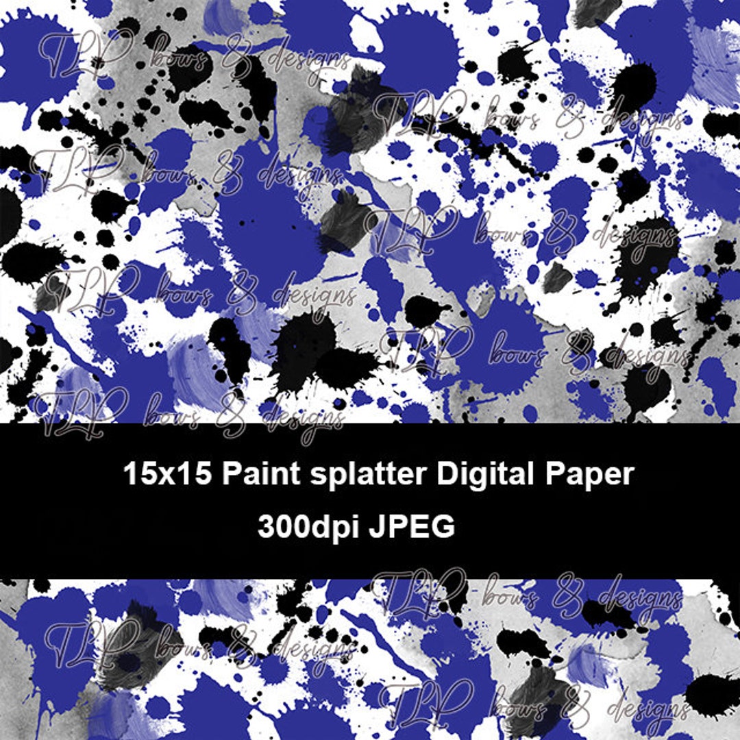 Paint Splatter-watercolor Mix Royal and Black Digital Background/paper ...
