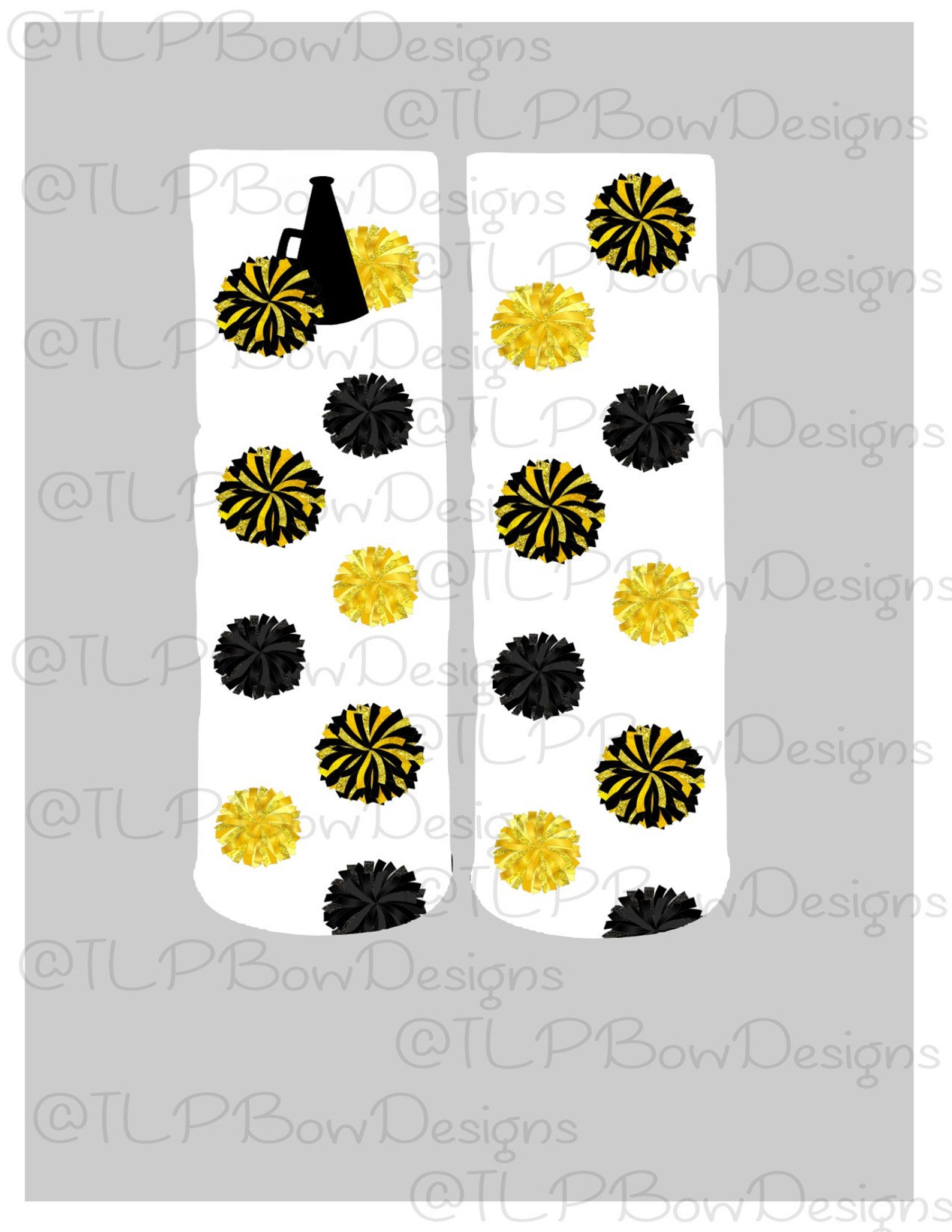 Cheer Spirit Black and Gold Print Sock Sublimation PNG | Etsy