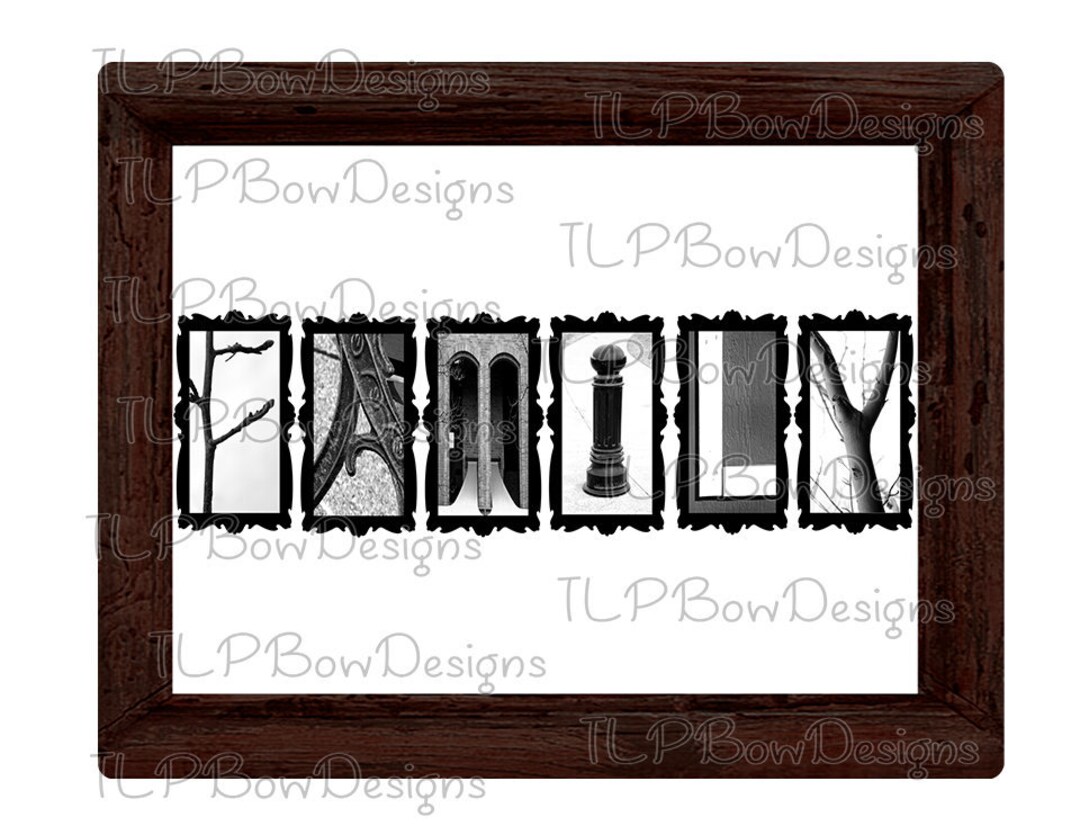 Dark Wood Family Letter Photo Dry Eraser Board Sublimation Design ...