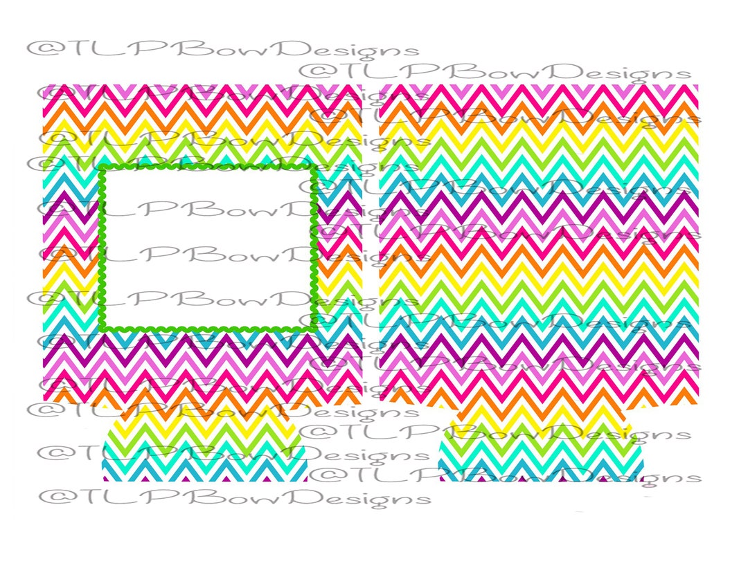 Multi Color Chevron With Monogram Square Can Coolie-drink Holder Blank ...