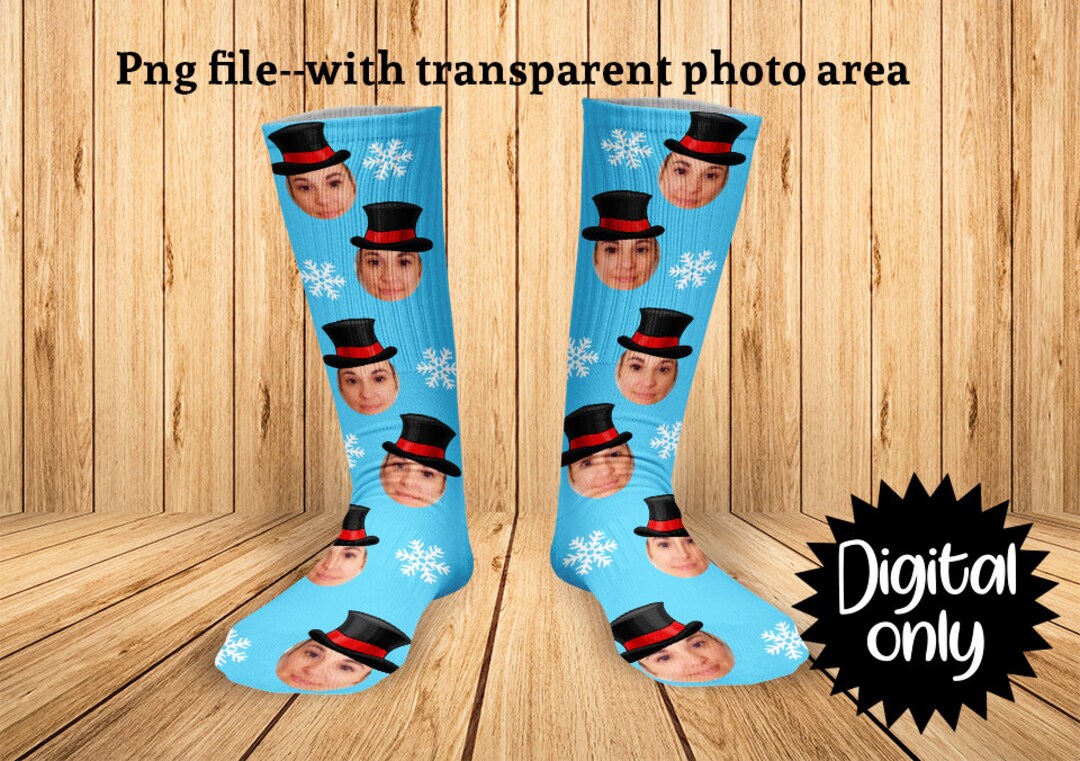 Christmas Snowman Hat Sock Template Download - ADD Your Own Image ...