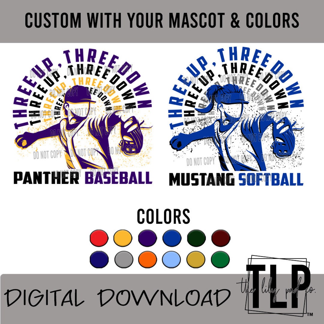 Three up Three Down Softball Baseball Custom Team and Color-3up3down ...