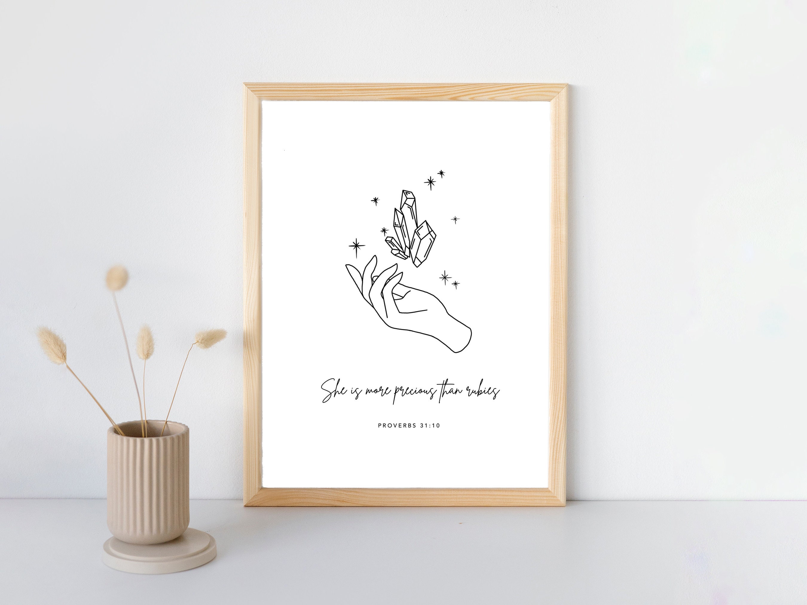 Proverbs 31:10, She is More Precious Than Rubies, Bible Verse Wall Art ...