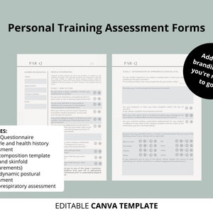 Premium Editable and Printable Personal Training Fitness Assessment ...