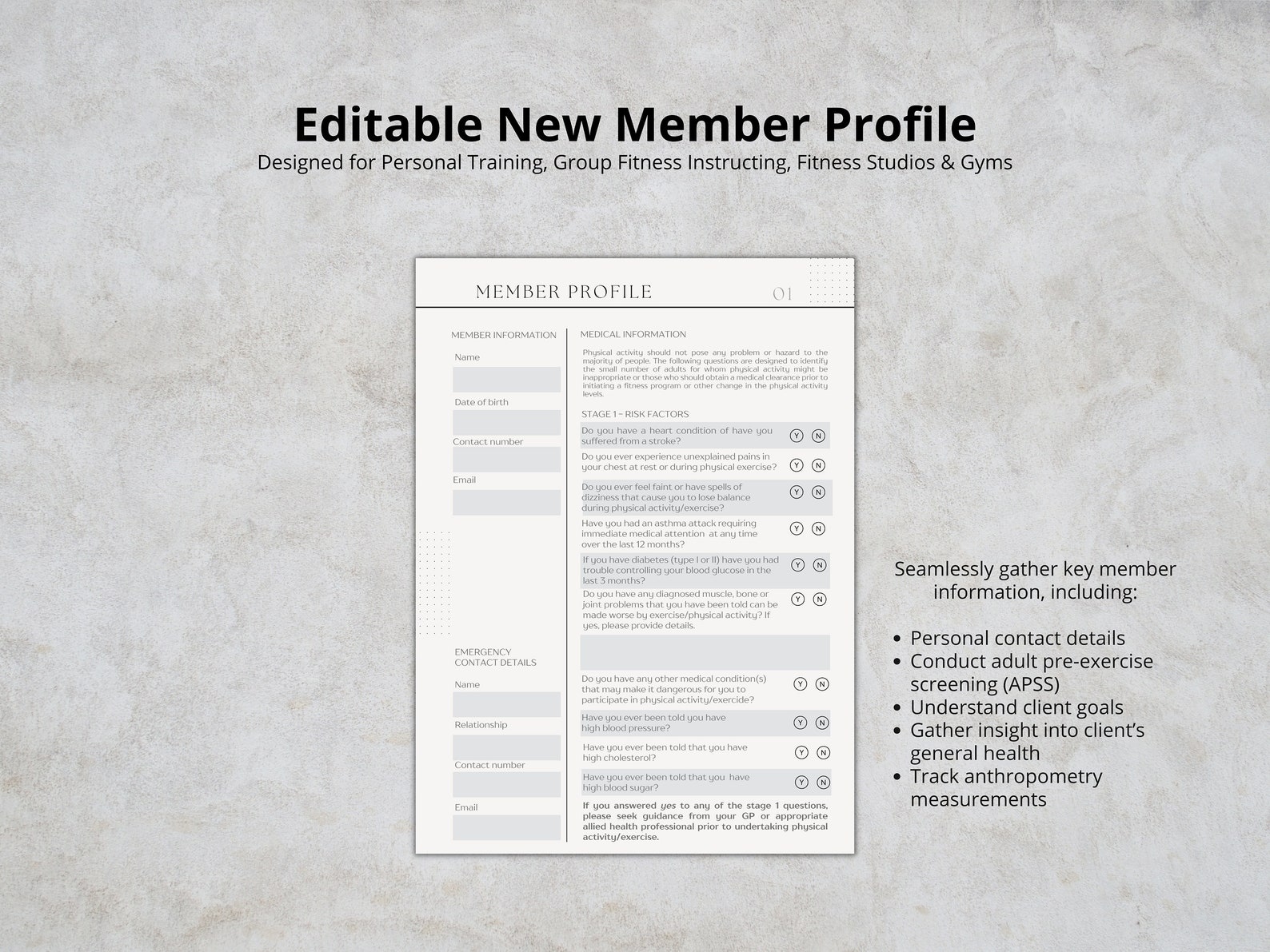 Editable New Member Profile Template Canva Template New Client Form ...