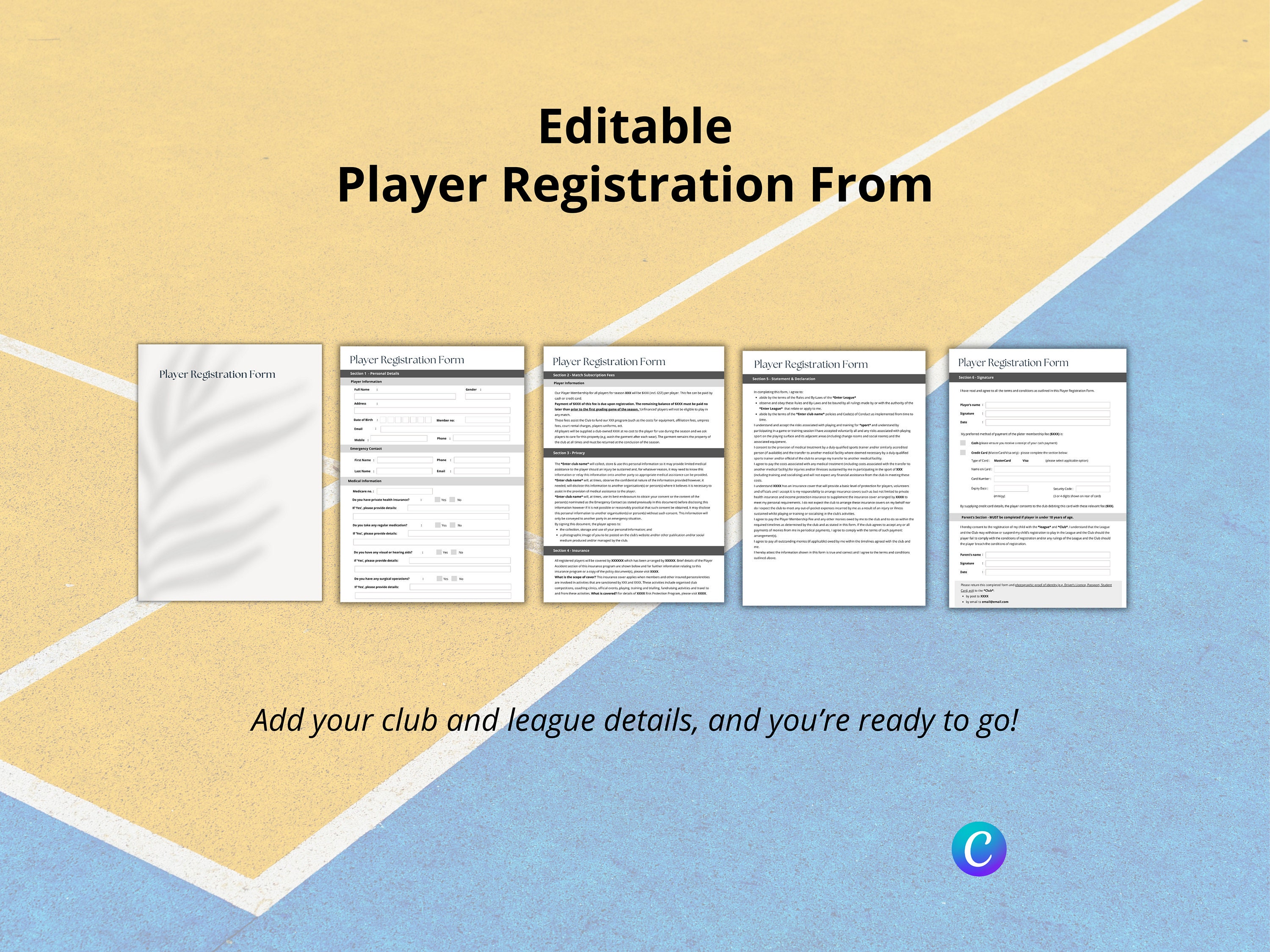 Editable Player Registration Form | Team Sports Registration Form Canva ...