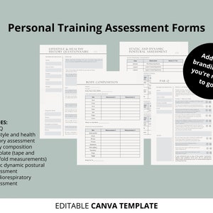 Premium Editable and Printable Personal Training Fitness Assessment ...