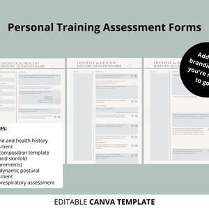 Premium Editable and Printable Personal Training Fitness Assessment ...