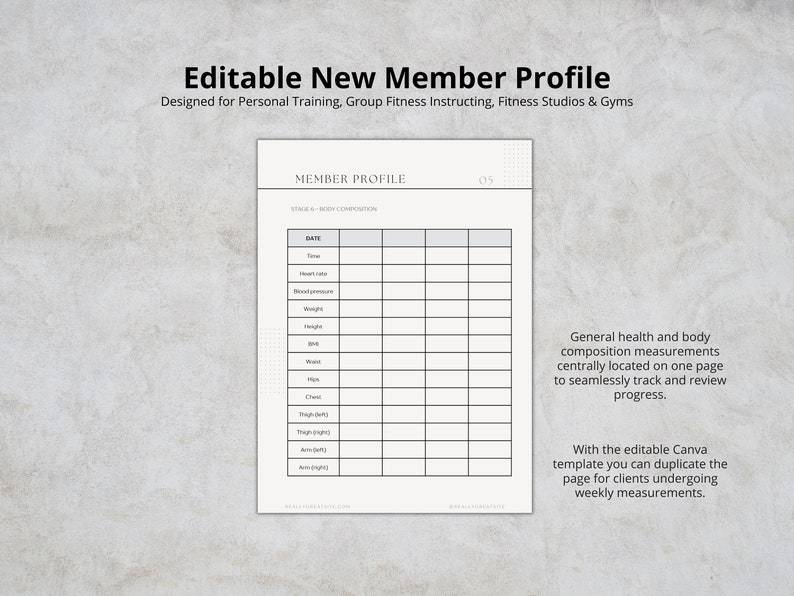Editable New Member Profile Template | Canva Template New Client Form ...