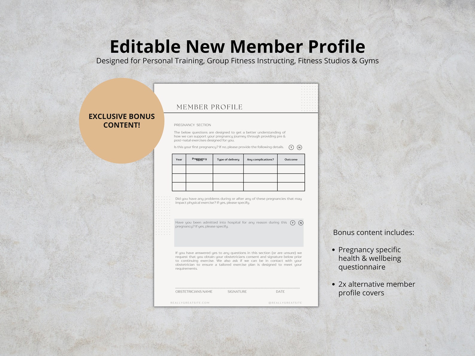 Editable New Member Profile Template | Canva Template New Client Form | Client Onboarding ...