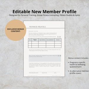 Editable New Member Profile Template | Canva Template New Client Form ...