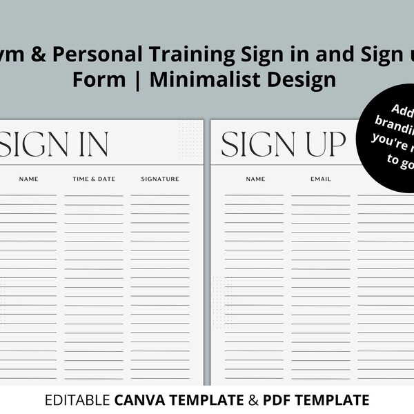 Gym Sign in Sheet - Etsy