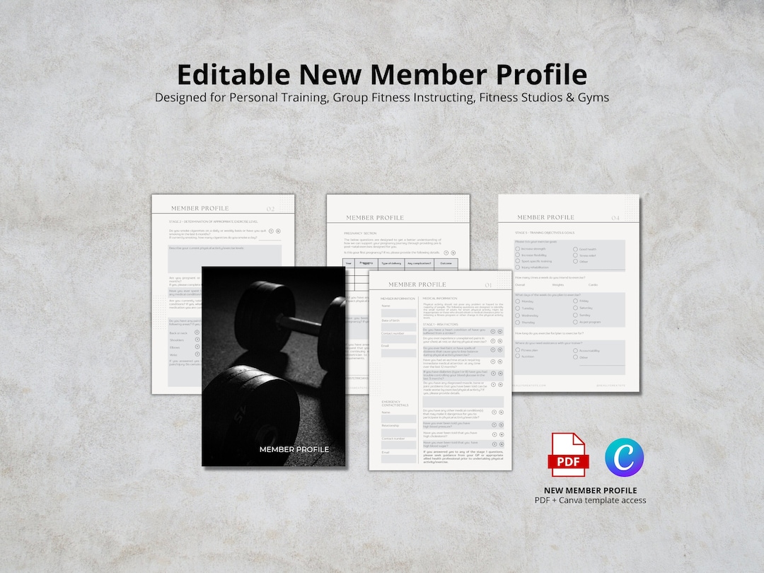 Editable New Member Profile Template | Canva Template New Client Form ...