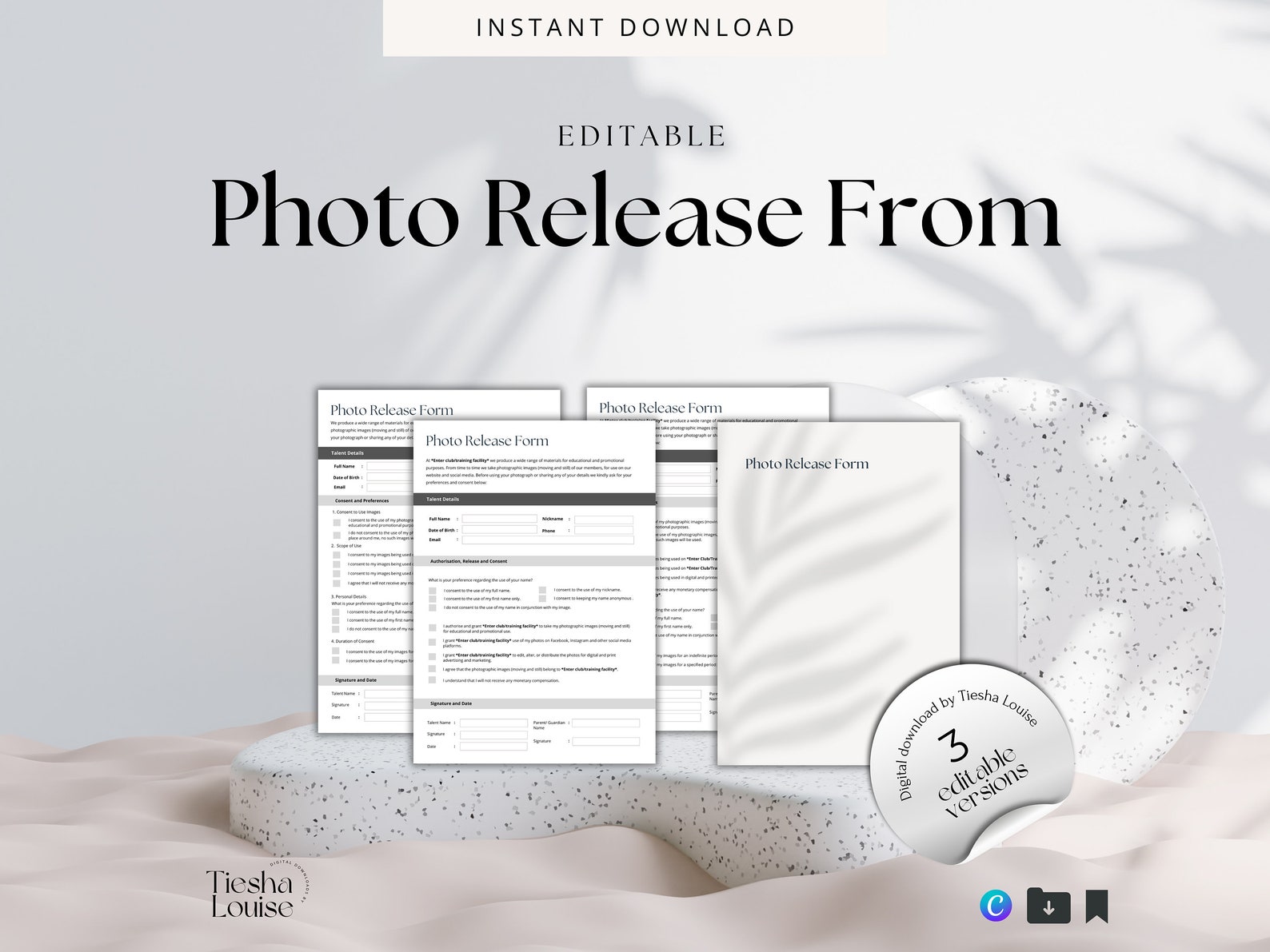 Editable Photo Release Form Template | Photo Consent Form Template ...