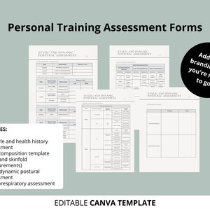 Premium Editable and Printable Personal Training Fitness Assessment ...