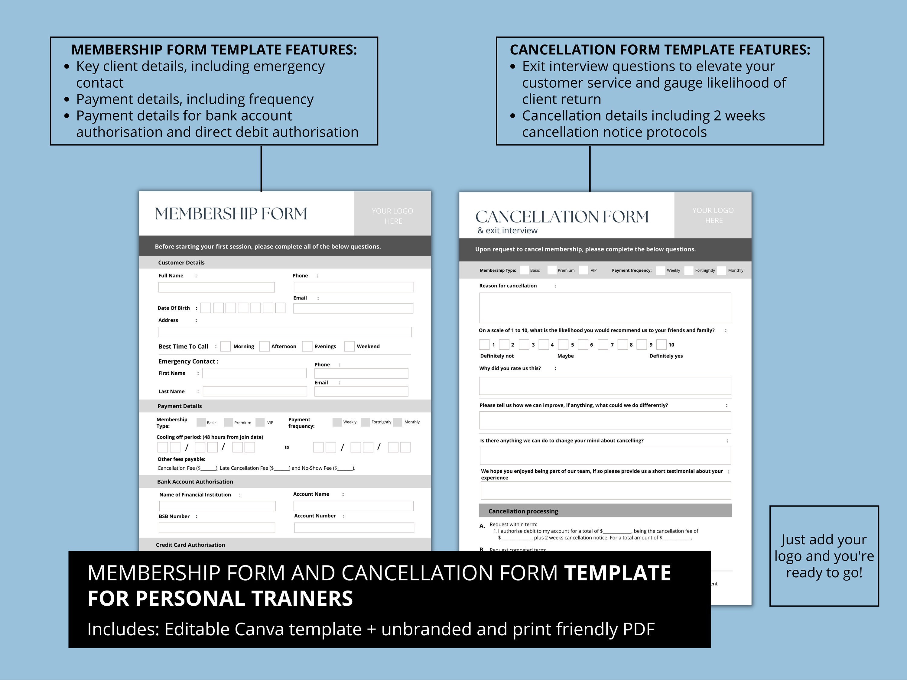 Membership Form and Cancellation Form for Personal Trainers | PDF and ...