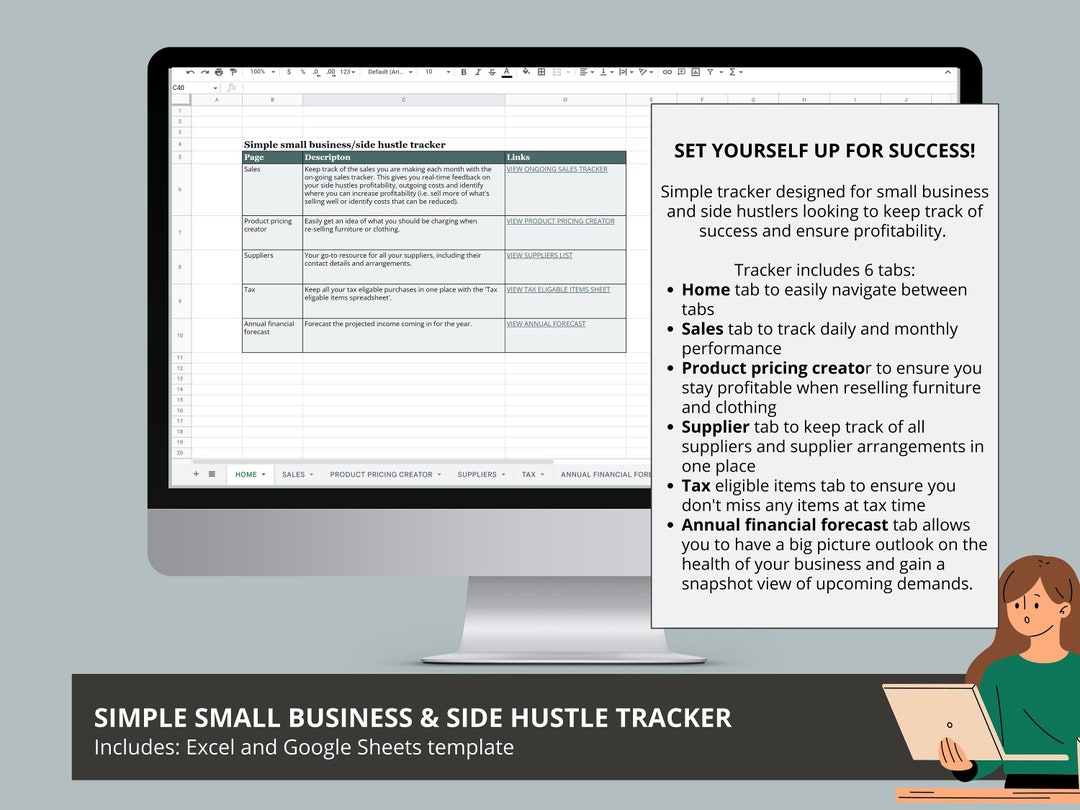 Simple Side Hustle Tracker | Editable Google Sheets Template and Excel ...