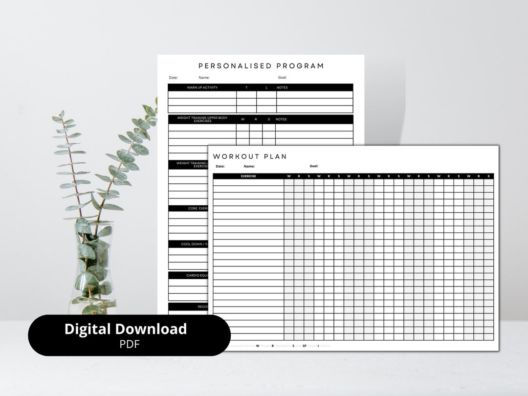 Minimalist Printable Workout Log Template (A4 PDF) - Etsy