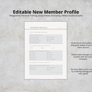 Editable New Member Profile Template | Canva Template New Client Form ...