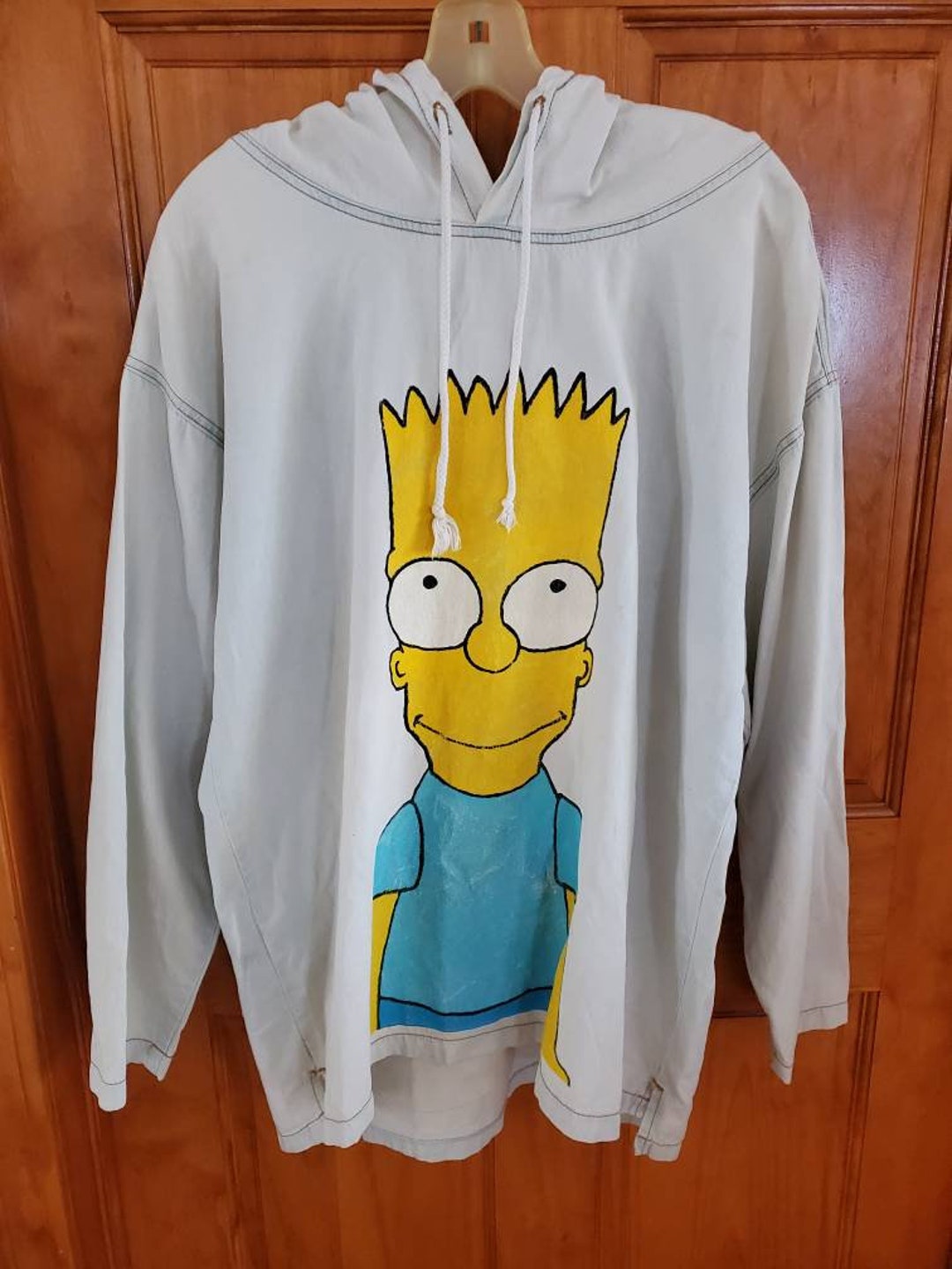 1990 Original Bart Simpson Hooded Cotton Pullover Long Sleeve Light ...