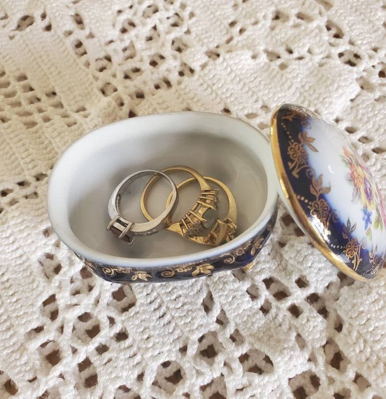 Trinket Jewelry Box Footed Made in Germany Porzellanwerk Martinroda PM ...