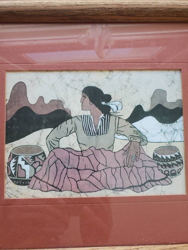 Goldfarb Print Wall Art Framed Native Woman Sitting With Baskets Signed ...