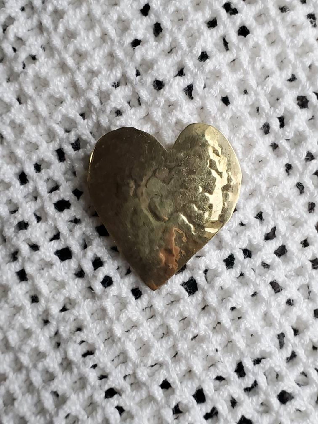 Hammered Brass Heart Brooch Signed AH - Etsy