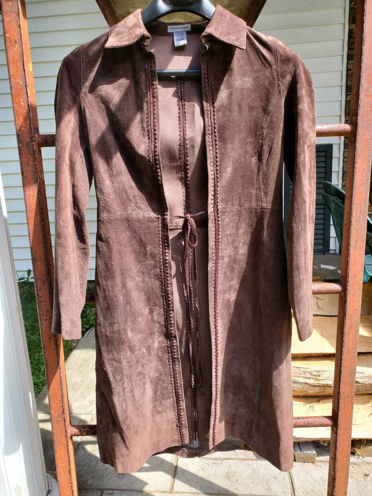 Long Suede Jacket Duster Indoor/outdoor Unlined by WAREHOUSE UK Great ...